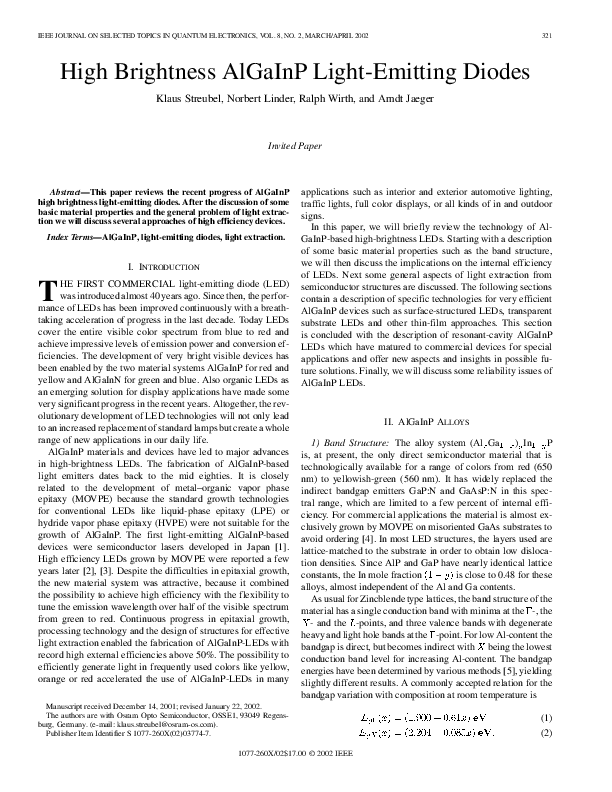 (PDF) High brightness AlGaInP light-emitting diodes
