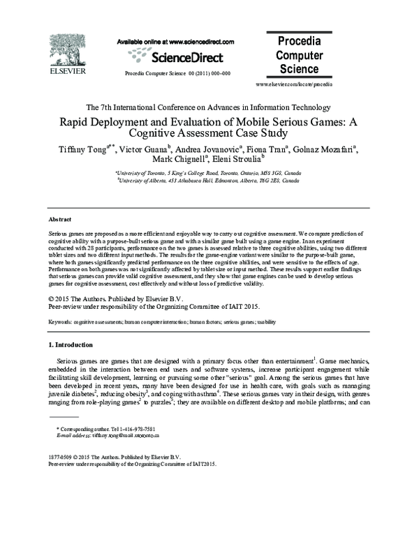 (PDF) Rapid Deployment and Evaluation of Mobile Serious Games: A ...