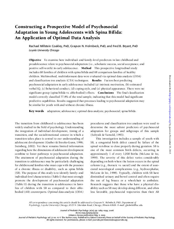 (PDF) Constructing a Prospective Model of Psychosocial Adaptation in ...