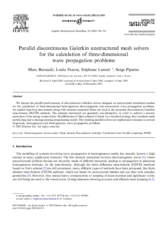(PDF) Parallel discontinuous Galerkin unstructured mesh solvers for the calculation of three ...