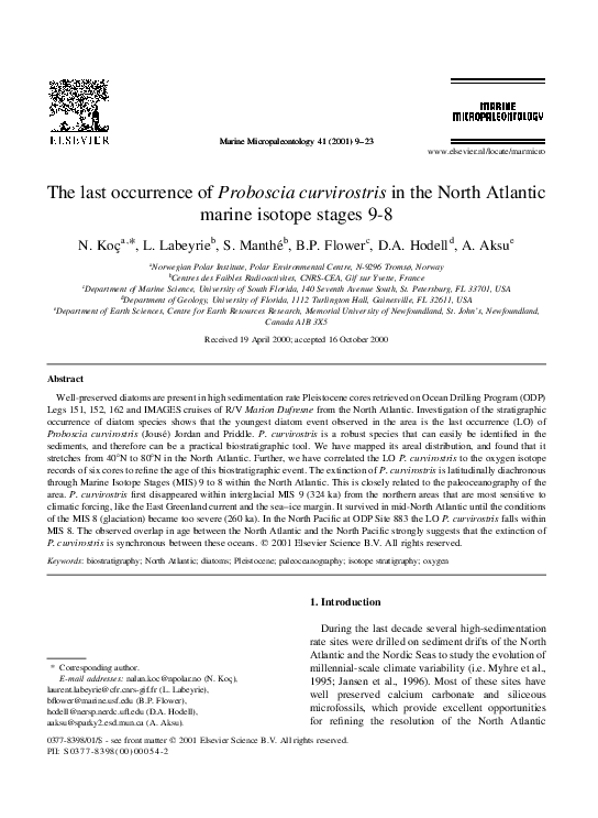 (PDF) The last occurrence of Proboscia curvirostris in the North ...
