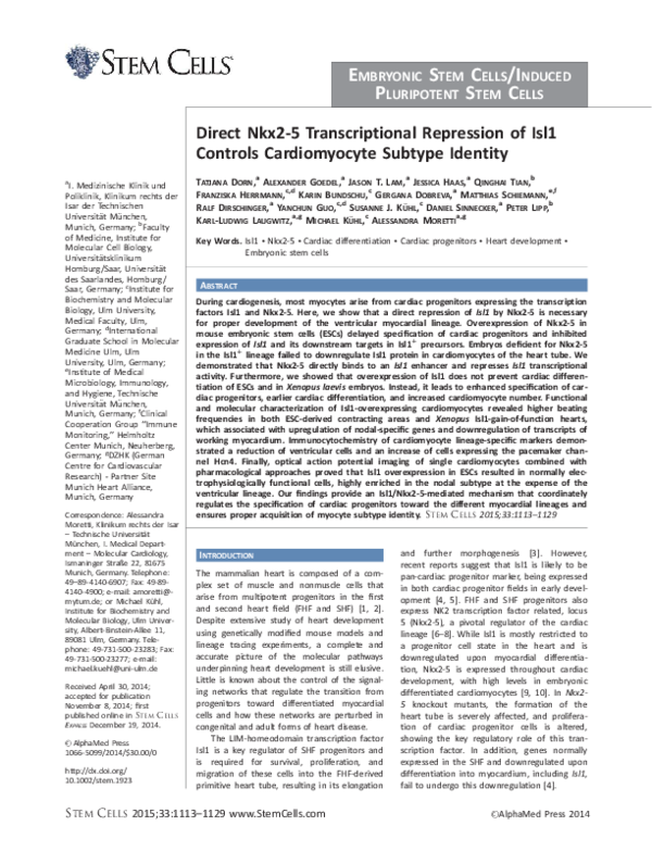 (PDF) Direct Nkx2-5 transcriptional repression of Isl1 controls ...