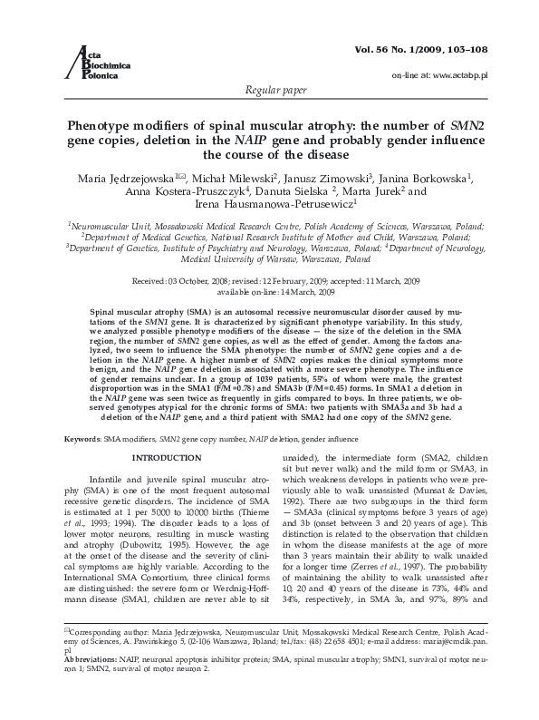 Pdf Sex Difference In Spinal Muscular Atrophy Patients Are Males More Vulnerable Melissa
