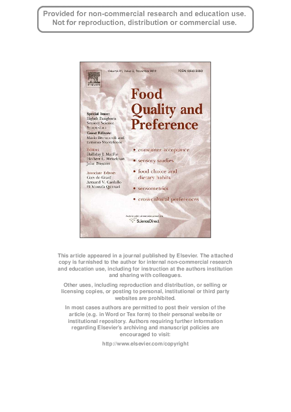 (PDF) Paired preference tests: ‘Liking’, ‘Buying’ and ‘Take Away ...