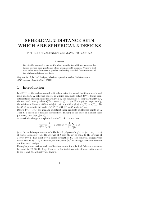 (PDF) Spherical 2-distance sets which are spherical 3-designs