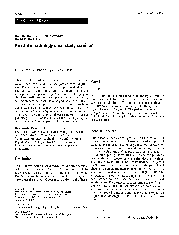 (PDF) Prostate pathology case study seminar