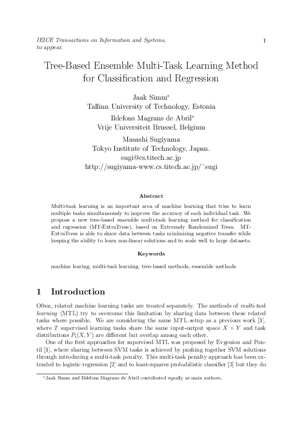 Pdf Tree Based Ensemble Multi Task Learning Method For Classification
