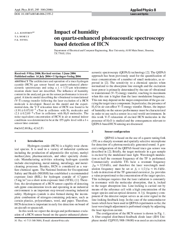 (PDF) Extensions of quartz-enhanced photoacoustic spectroscopy | Amrita Masurkar - Academia.edu