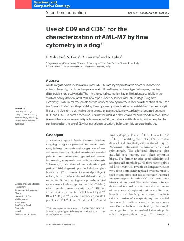 (PDF) Use of CD9 and CD61 for the characterization of AML-M7 by flow ...