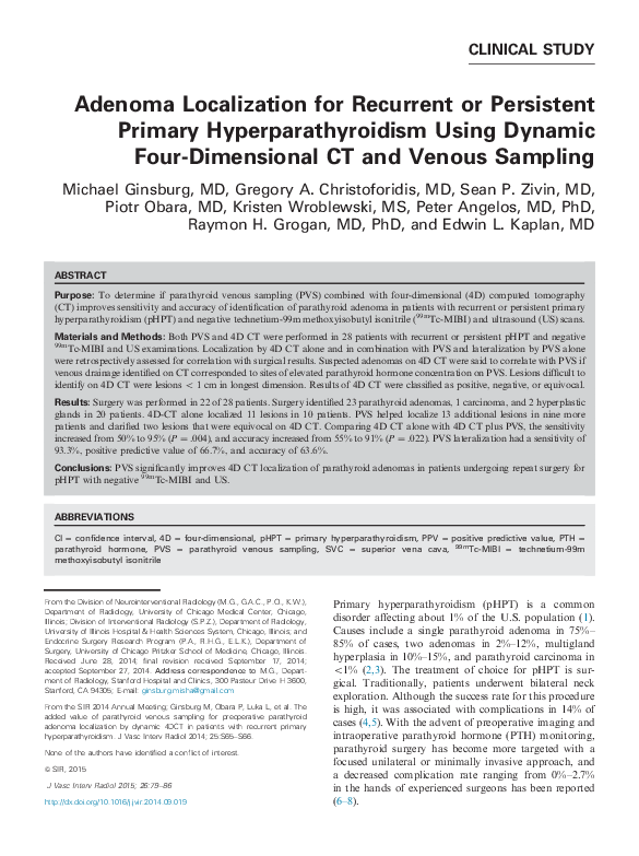 (PDF) Adenoma localization for recurrent or persistent primary ...