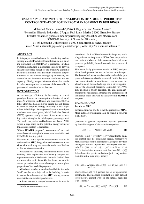 Pdf Use Of Simulation For The Validation Of A Model Predictive