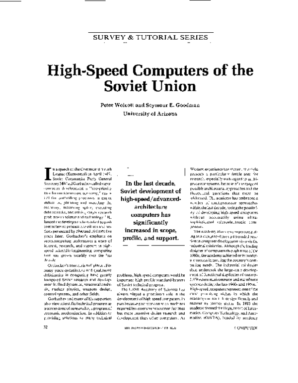 (PDF) High-speed computers of the Soviet Union