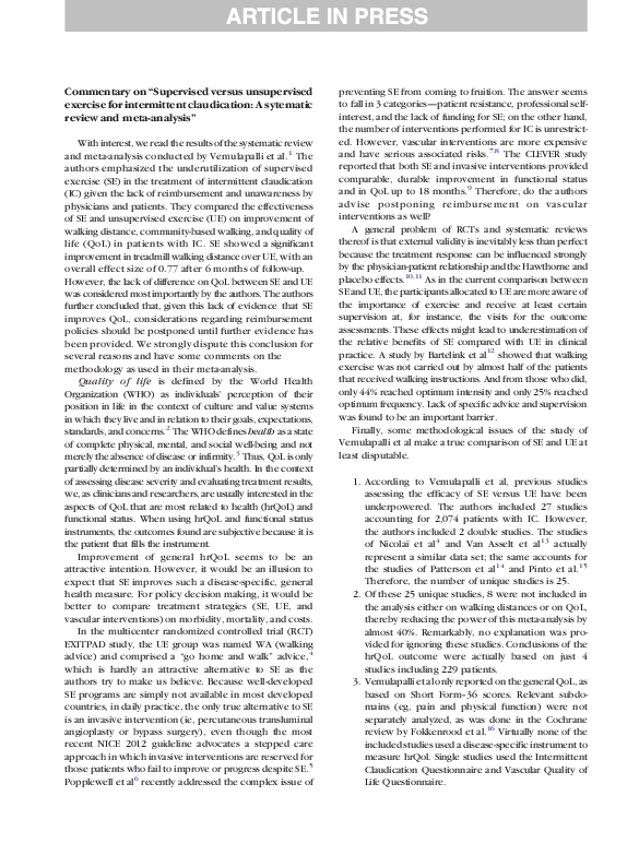 Pdf Commentary On Supervised Versus Unsupervised Exercise For