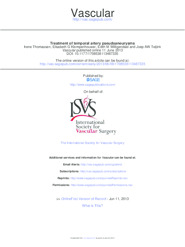 (PDF) Traumatic pseudoaneurysm of the superficial temporal artery | Eldhose George - Academia.edu