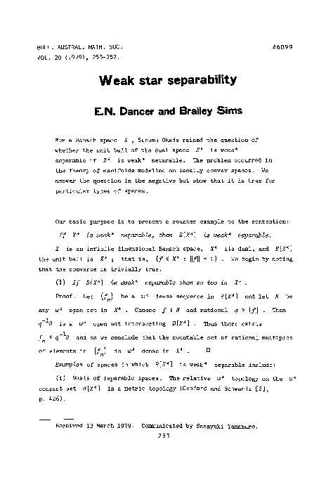 (PDF) Weak star separability | Brailey Sims - Academia.edu
