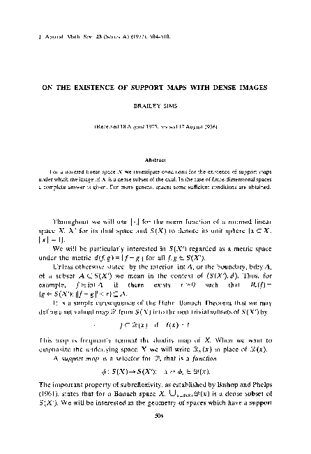 (PDF) On the existence of support maps with dense images | Brailey Sims ...