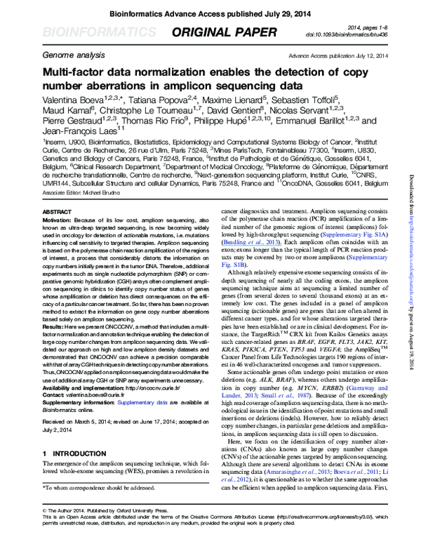 Pdf Multi Factor Data Normalization Enables The Detection Of Copy Number Aberrations In