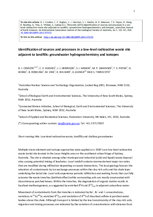 (PDF) Identification of sources and processes in a low-level radioactive waste site adjacent to ...