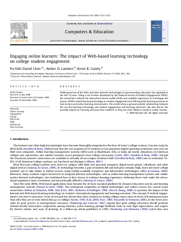 (PDF) Engaging online learners: The impact of Web-based learning ...