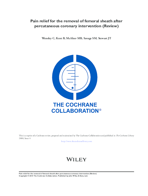(PDF) Pain relief for the removal of femoral sheath after percutaneous ...