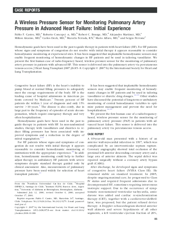 (PDF) A Wireless Pressure Sensor for Monitoring Pulmonary Artery ...