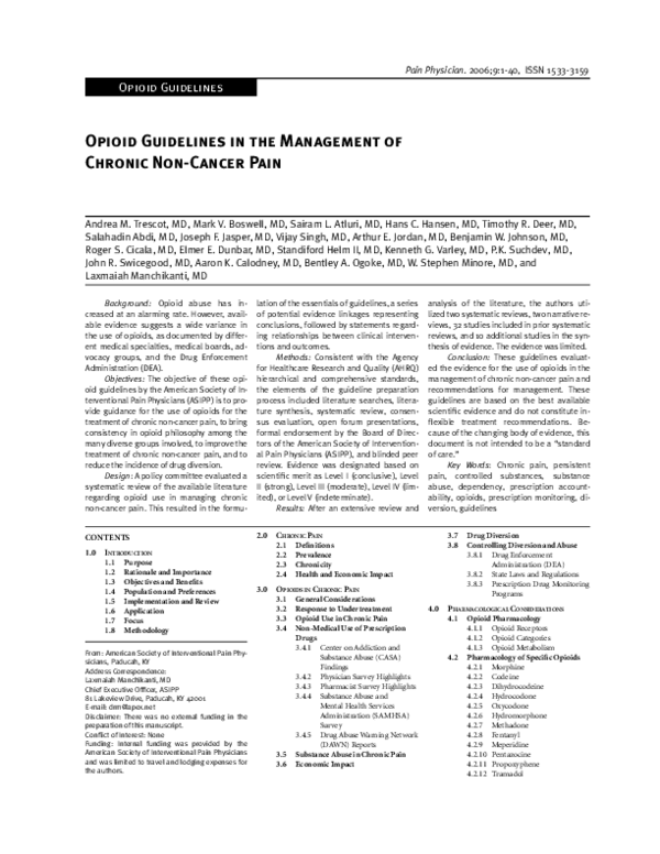 (PDF) Guidelines for Opioid Use in Chronic Pain