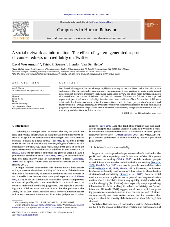 (PDF) A social network as information: The effect of system generated ...