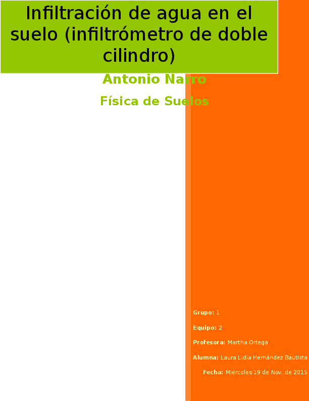 (DOC) Infiltración de agua en el suelo (infiltrómetro de doble cilindro)