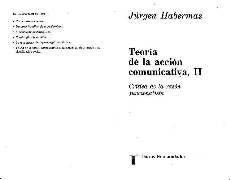 Teoria de la accion comunicativa II. Habermas Jurgen