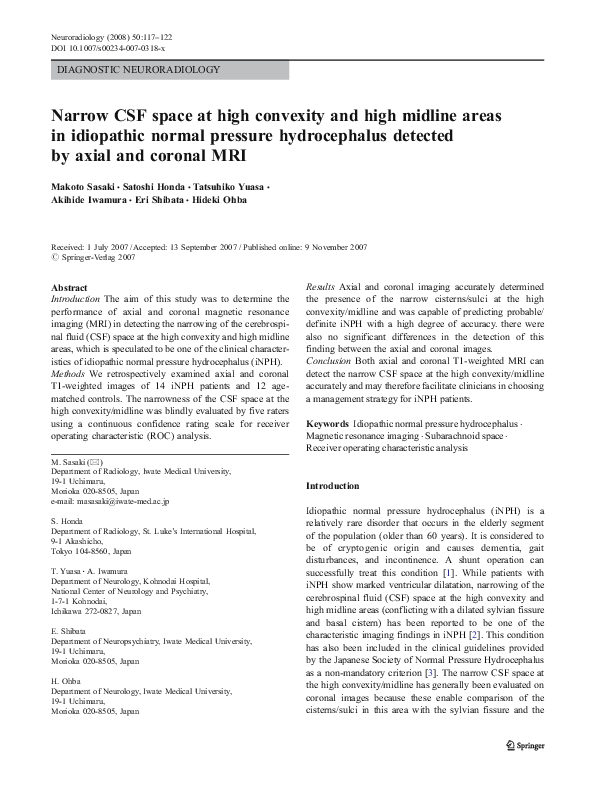 (PDF) Narrow CSF space at high convexity and high midline areas in ...
