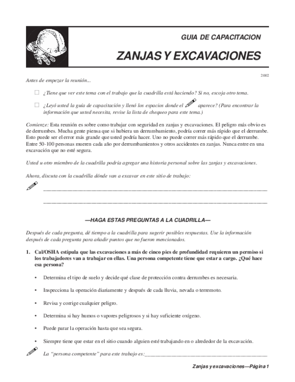 (PDF) ZANJAS Y EXCAVACIONES