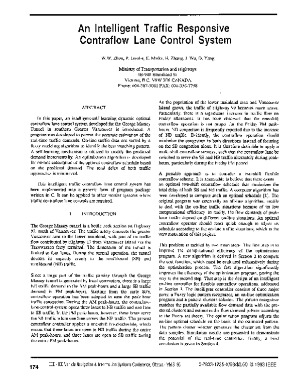 (PDF) An intelligent traffic responsive contraflow lane control system