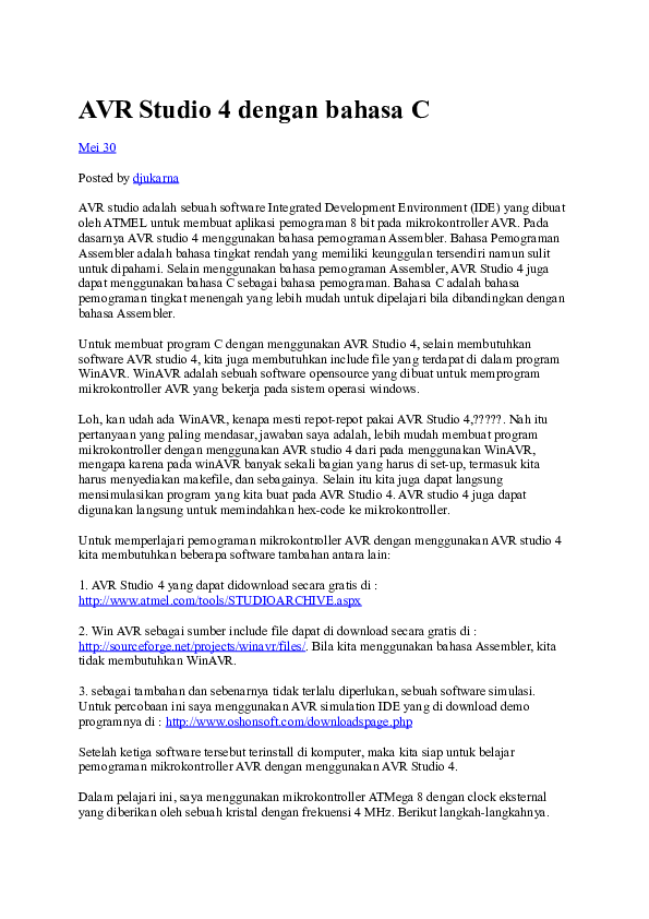 (DOC) AVR Studio 4 dengan bahasa
