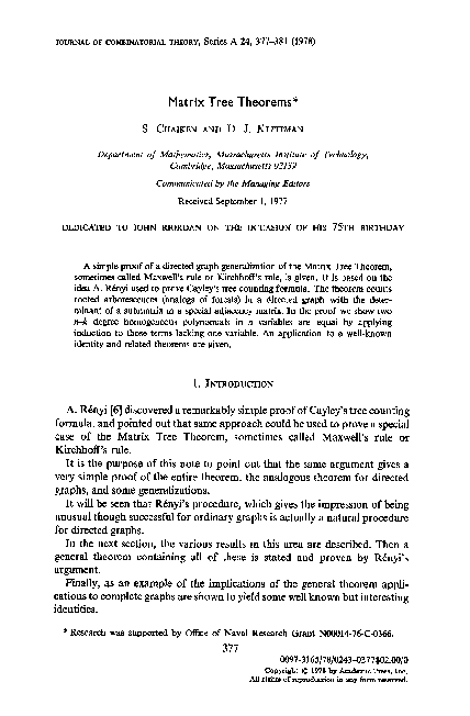 (PDF) Matrix Tree Theorems