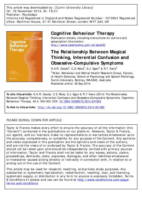 (PDF) The relationship between magical thinking, inferential confusion ...