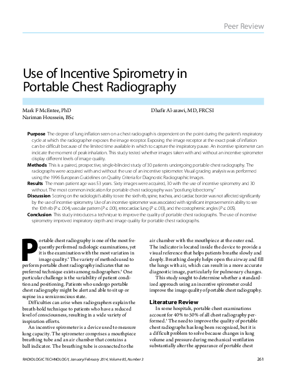 (PDF) Use of incentive spirometry in portable chest radiography
