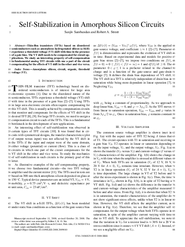 (PDF) Self-Stabilization in Amorphous Silicon Circuits