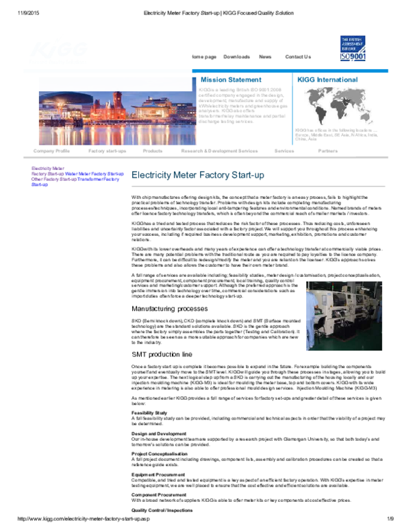 (PDF) Electricity Meter Factory Start up KIGG Focused Quality Solution