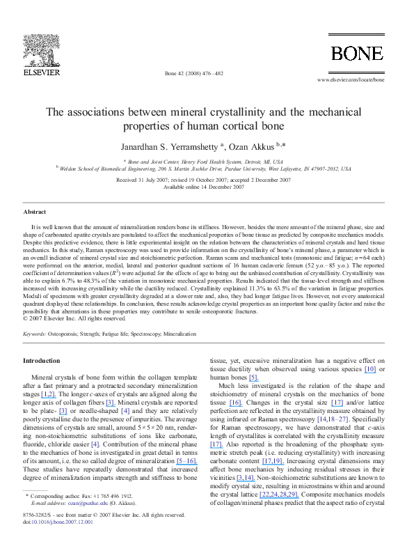 (PDF) The associations between mineral crystallinity and the mechanical ...