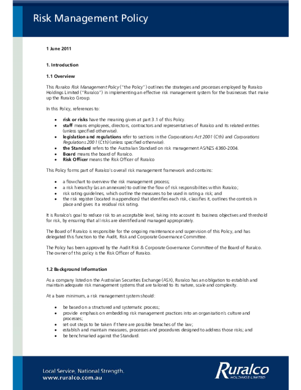 (PDF) Risk Management Policy
