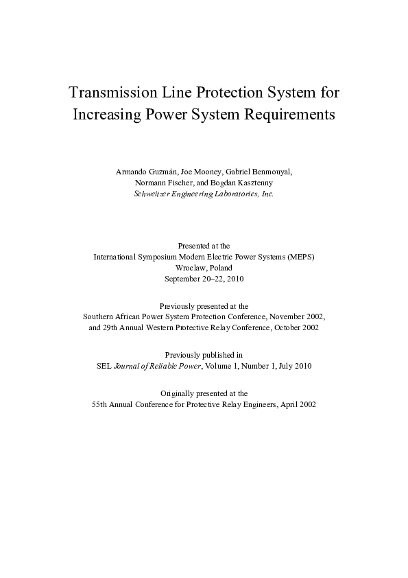 (PDF) 6122 Transmission Line Protection 20100513 Web | Arun Virwal ...