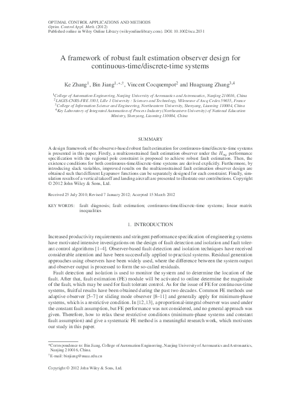 Pdf A Framework Of Robust Fault Estimation Observer Design For Continuous Timediscrete Time 