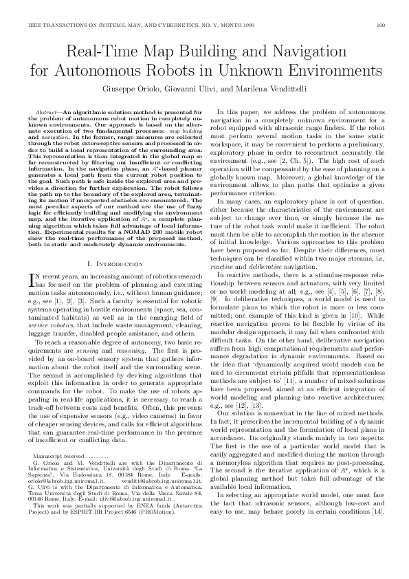 (PDF) Real-time map building and navigation for autonomous robots in unknown environments