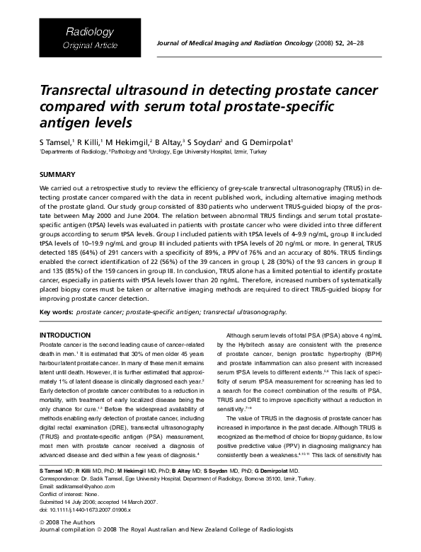 (PDF) Transrectal ultrasound in detecting prostate cancer compared with ...
