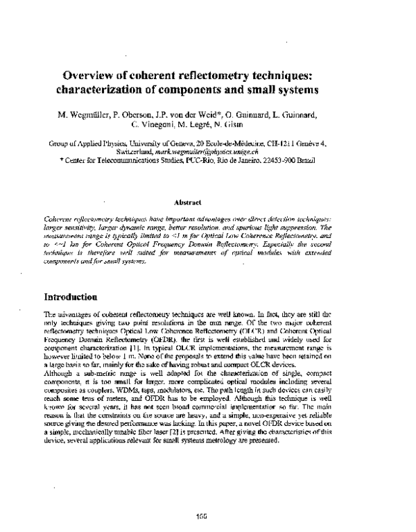 (PDF) Overview of coherent reflectometry techniques: characterization ...