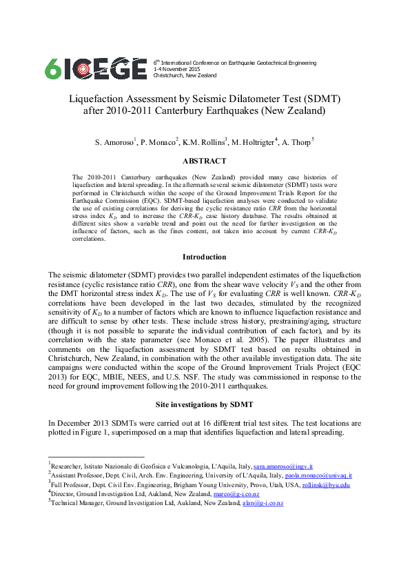 (PDF) Liquefaction assessment by seismic dilatometer test (SDMT) after ...