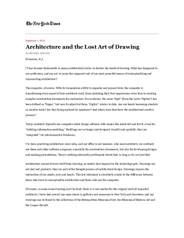 Original Architectural Design Names PDF) ARCHITECTURE AND THE LOST ART