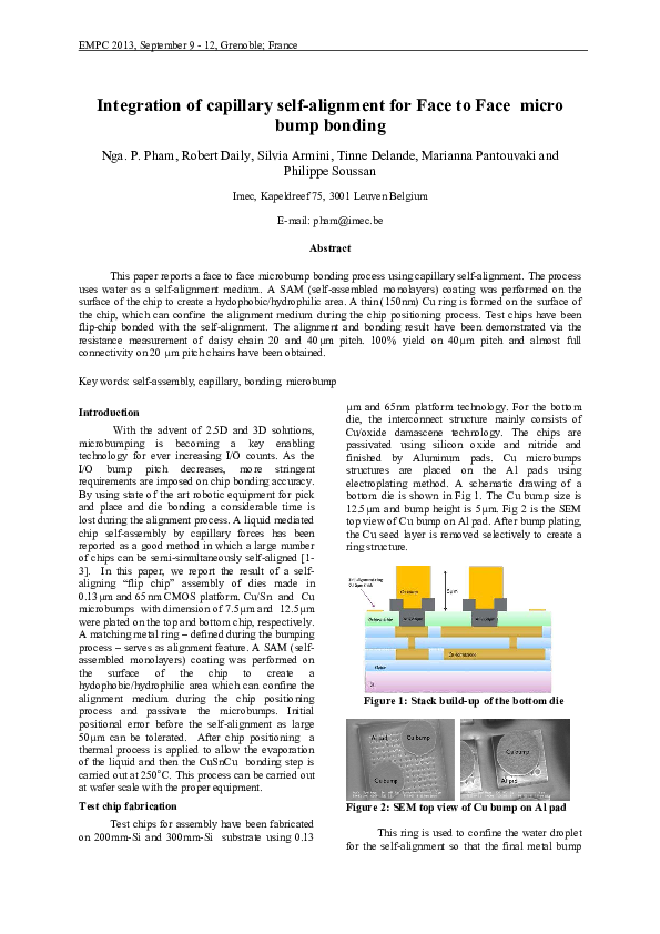 (PDF) Integration of capillary self-alignment for face to face micro ...