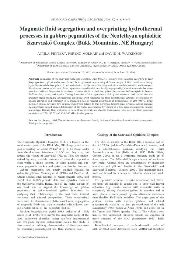(PDF) Magmatic fluid segregation and overprinting hydrothermal ...