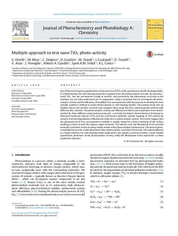 (PDF) Multiple approach to test nano TiO2 photo-activity